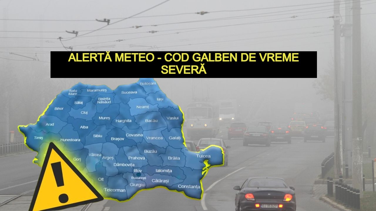 Cod galben de furtuni și vreme severă în 12 județe din România. Harta ...